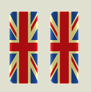 2x Vintage Union Jack Full Flag - Gel Domed Number Plate Badges/Decals ...