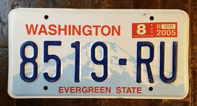 2005 WASHINGTON Evergreen State License Plate 8519 - RU. Fast Free ...