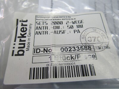 Burkert Actuator Type 2000-2003 Rebuild Kit 00233588 New Unused Surplus ...