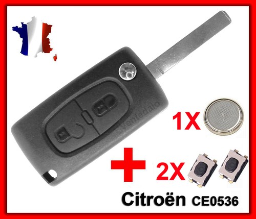 Coque PLIP Clé Pour CITROEN C2/C3/C4/C5/C6 2 BOUTON + Switch Pile ...