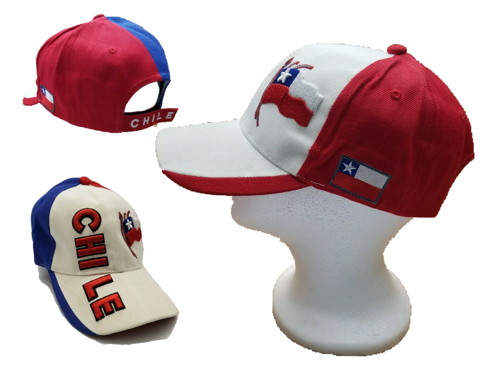 Chile Flag Adjustable White Mini Banner Baseball Cap Hat Chilean Pride ...