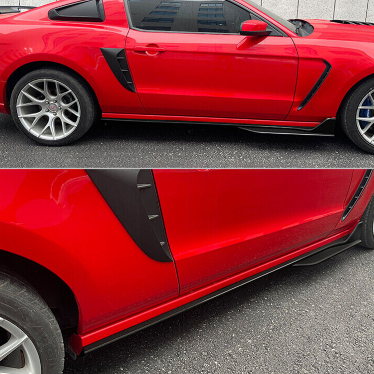 For 2010-2014 Ford Mustang Glossy Black New GT500 Style Side Skirts w ...