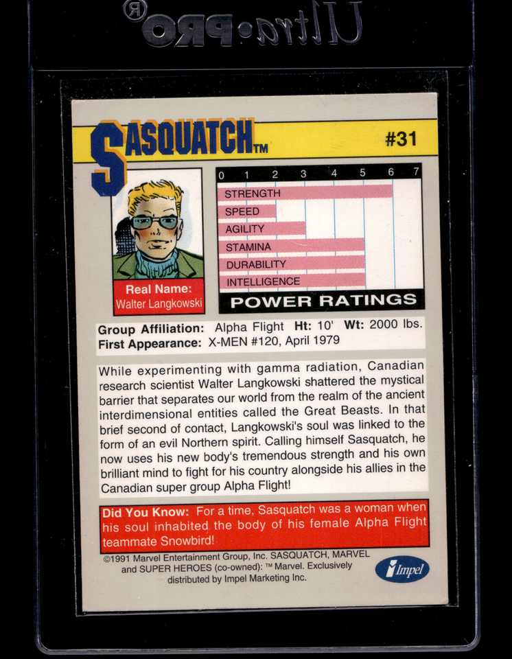1991 Impel Marvel Universe Series II #31 Super Heroes - Sasquatch | eBay