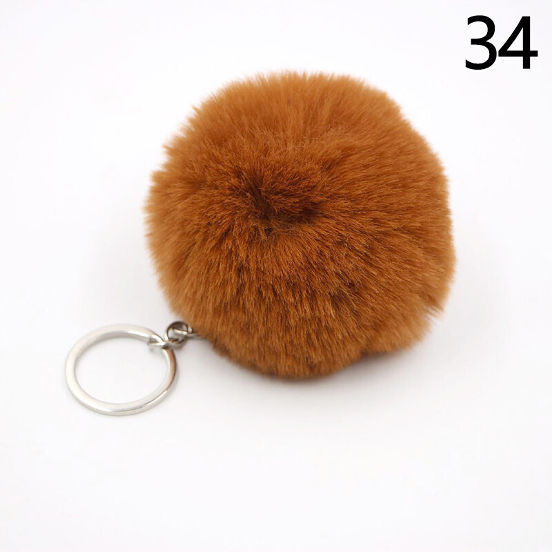 Soft Fur Fluffy Ball Keychain PomPom Key Chains Keyring Charms Handbag ...