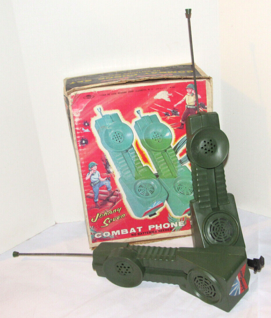 VTG 1964 JOHNNY SEVEN COMBAT PHONE SET W/BOX! TOPPER TOYS! WALKIE ...