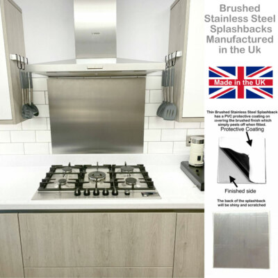 Brushed Stainless Steel HOB Cooker SPLASHBACK 900 x 600 x 1.2mm Made in ...
