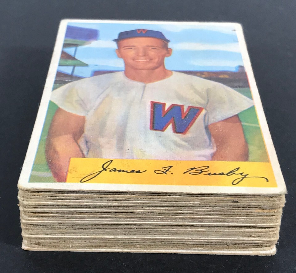 1954 BOWMAN Lot of 27 BASEBALL CARDS *Low Grade* Creases Frayed Corners ...