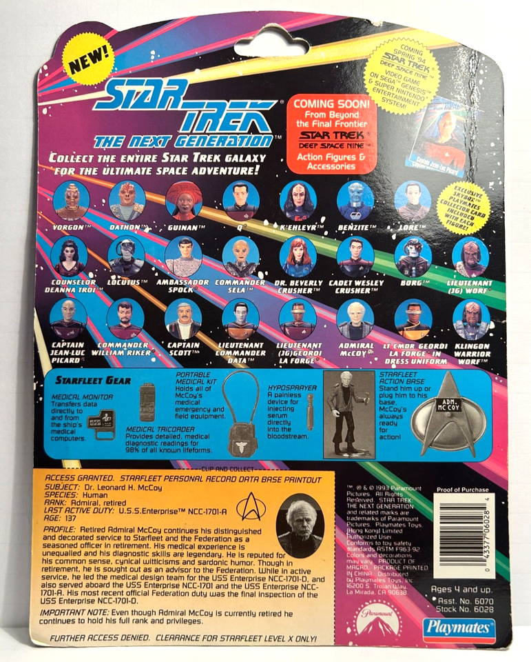 Star Trek The Next Generation Admiral McCoy Action Figure Playmates ...