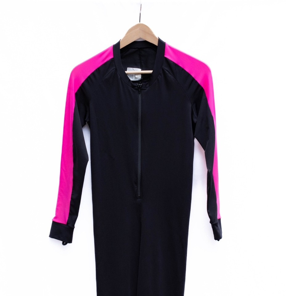 One Piece Tracksuit Sport Suit Overall Womens Size L Black Pink Speed ...