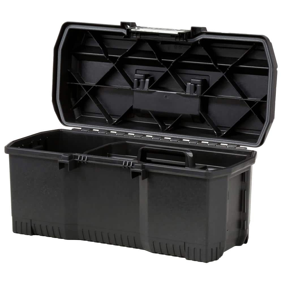 NEW 1-Touch Latch Tool Box 24 in Portable Removable Tray Waterproof Lid ...