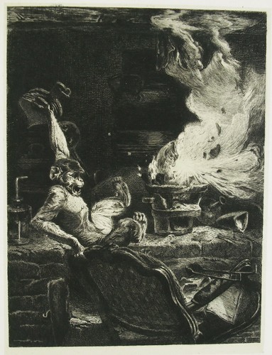 Original Engraving Xixth Monkey Chimp Macaque Fire Explosion Proof Lab ...