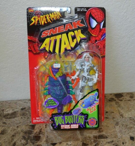 Sneak Attack Silver Sable Spiderman Bug Busters Series 1998 ToyBiz ...