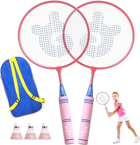 Kids Badminton Rackets Set with Soft Grip, Oversize & Lightweight ...