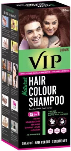 VIP Hair Colour Shampoo, 180ml , Brown | eBay