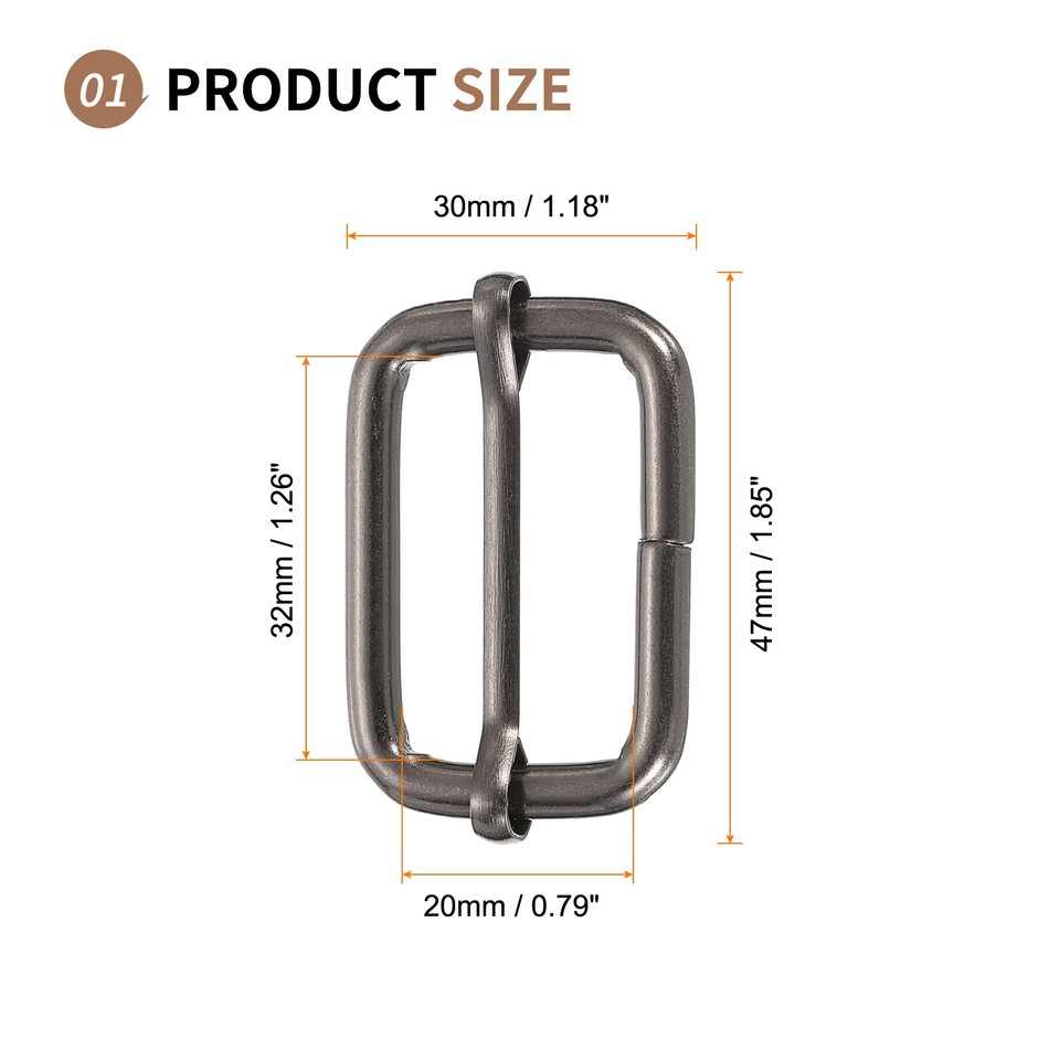 10Pack Metal Slide Buckle, 1 1/4" Tri-Glides Fastener for Bag Ancient ...