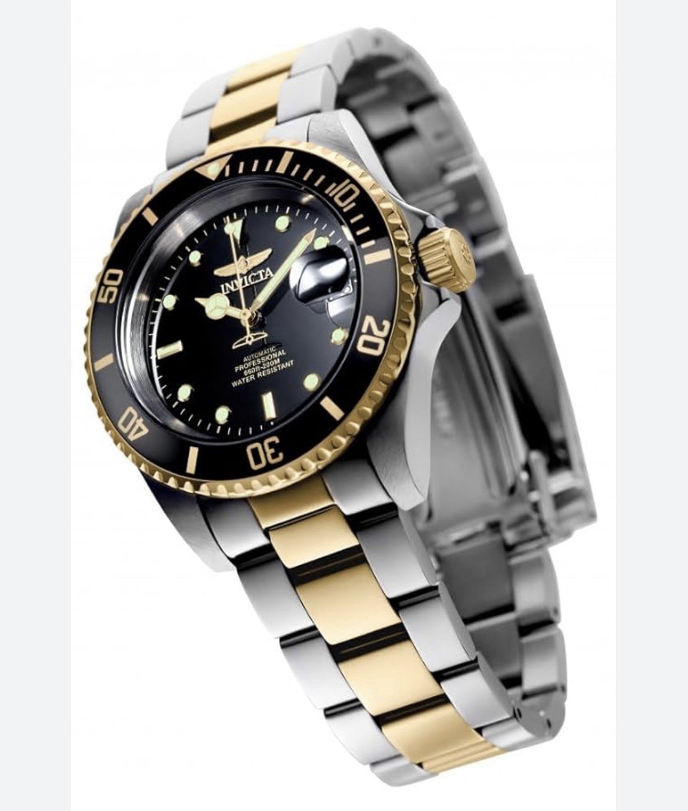 Invicta Pro Diver 8927OB Two Tone Gold Steel Black Dial Automatic Men's ...