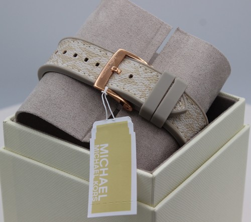 NEW AUTHENTIC MICHAEL KORS SIDNEY ROSE GOLD BROWN PVC CRYSTAL WOMEN ...