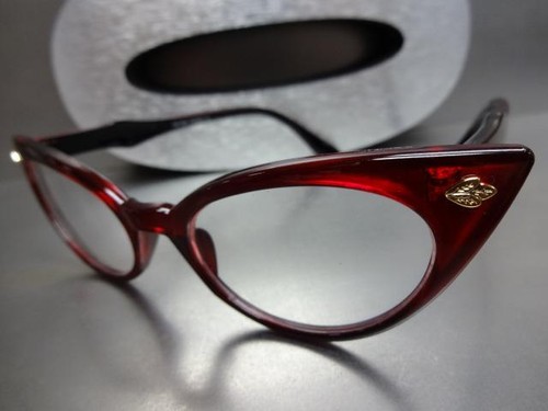 CLASSIC VINTAGE RETRO 60s CAT EYE Style Clear Lens EYE GLASSES Red ...
