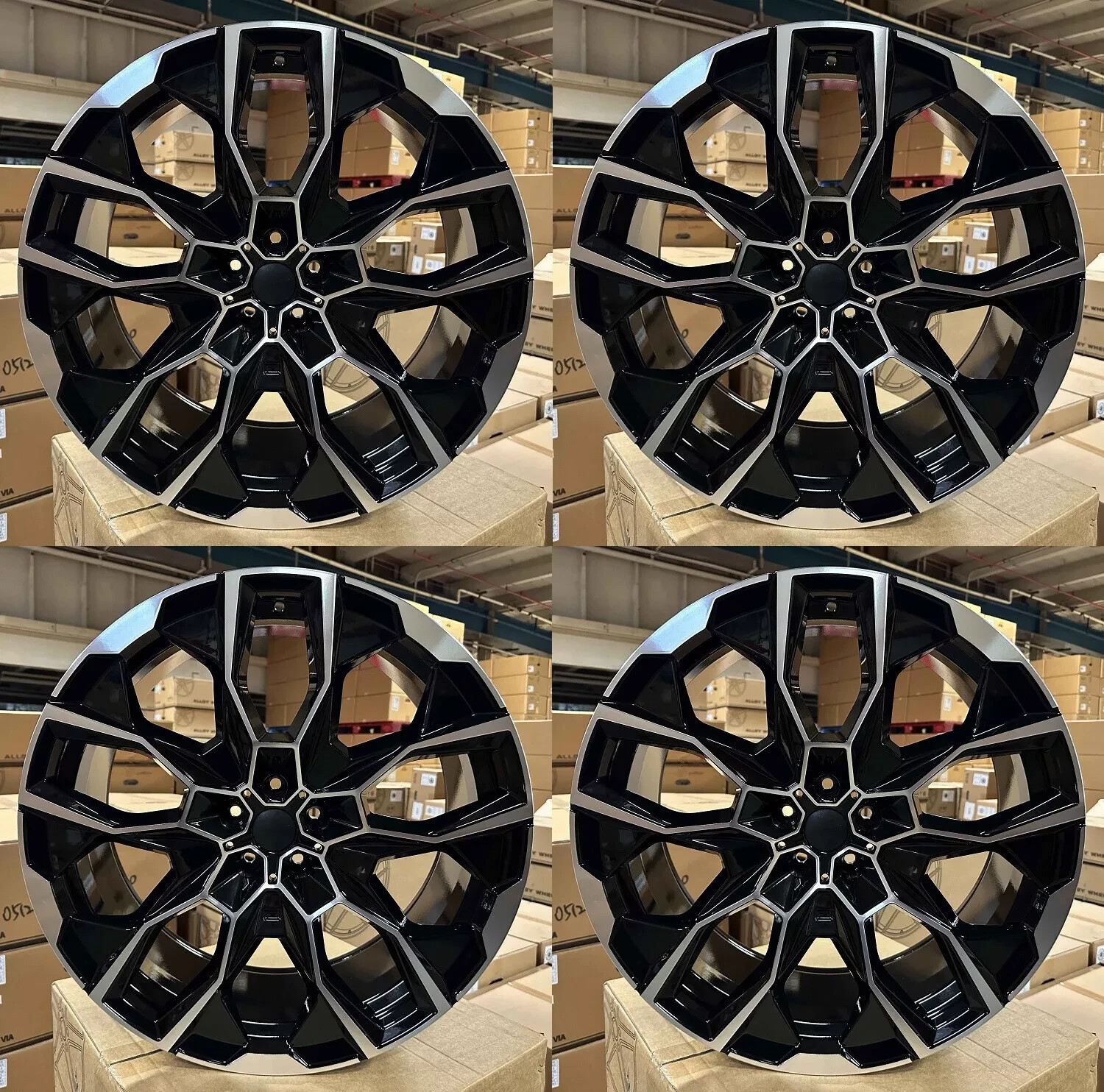 22" BLACK MACHINED STAGGERED WHEELS RIMS FIT BMW X5 X5M E70 F15 X6 E71 ...