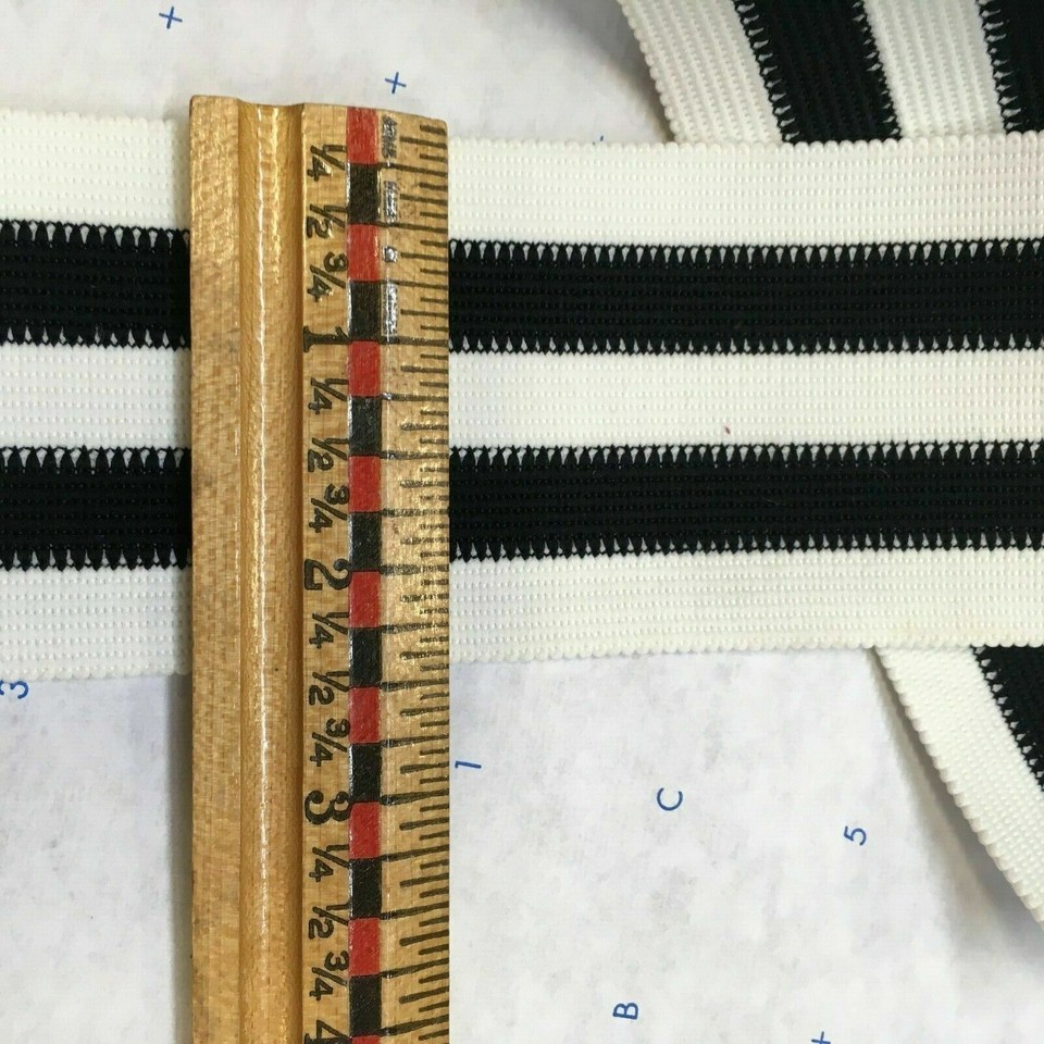 Non Roll Waistband Elastic Stripe Elastic 2-1/2" Black, White 5 yds # ...