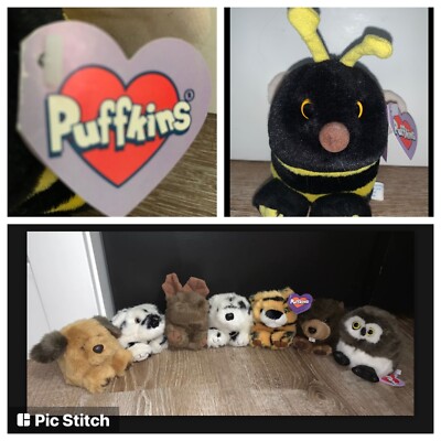 RARE Puffkins Plush LOT 8 Buzz, Cinder, Chomper, Gus, Fetch, Tipper ...