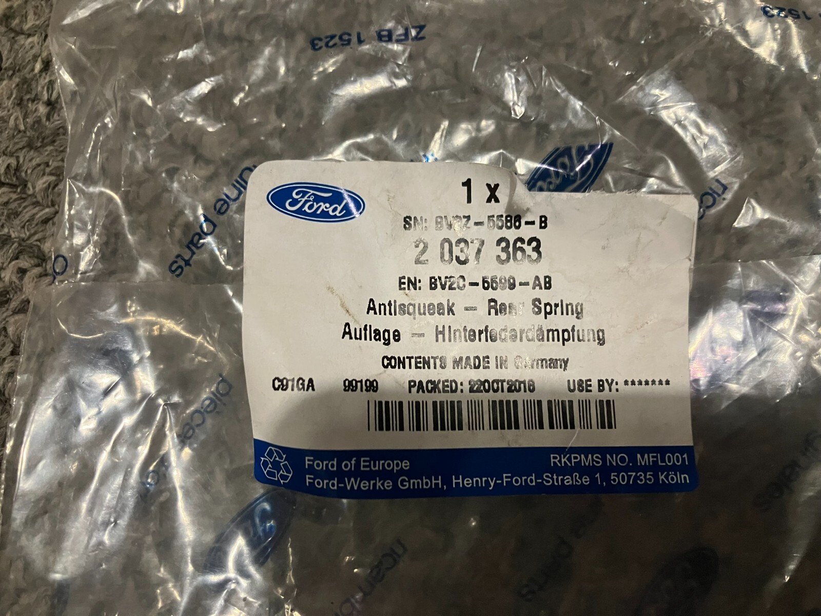 Ford Fiesta Mk7 Rear Coil Spring Rubber Genuine OEM 2037363 BV2C5599AB ...