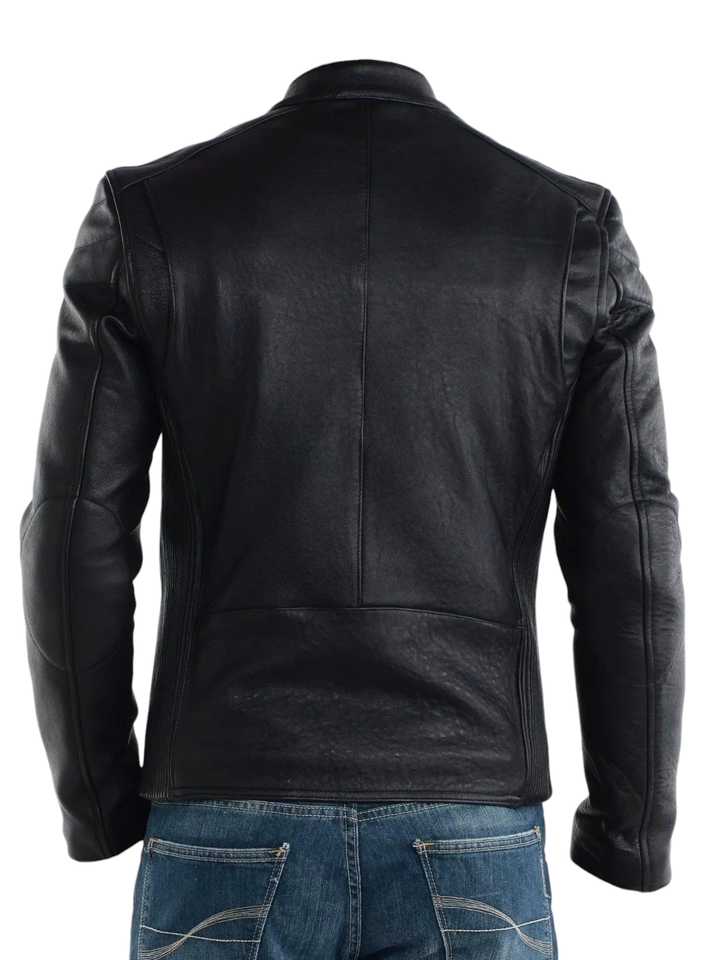 Men's Original Leather Jacket Black Slim fit Motorcycle Real lambskin ...