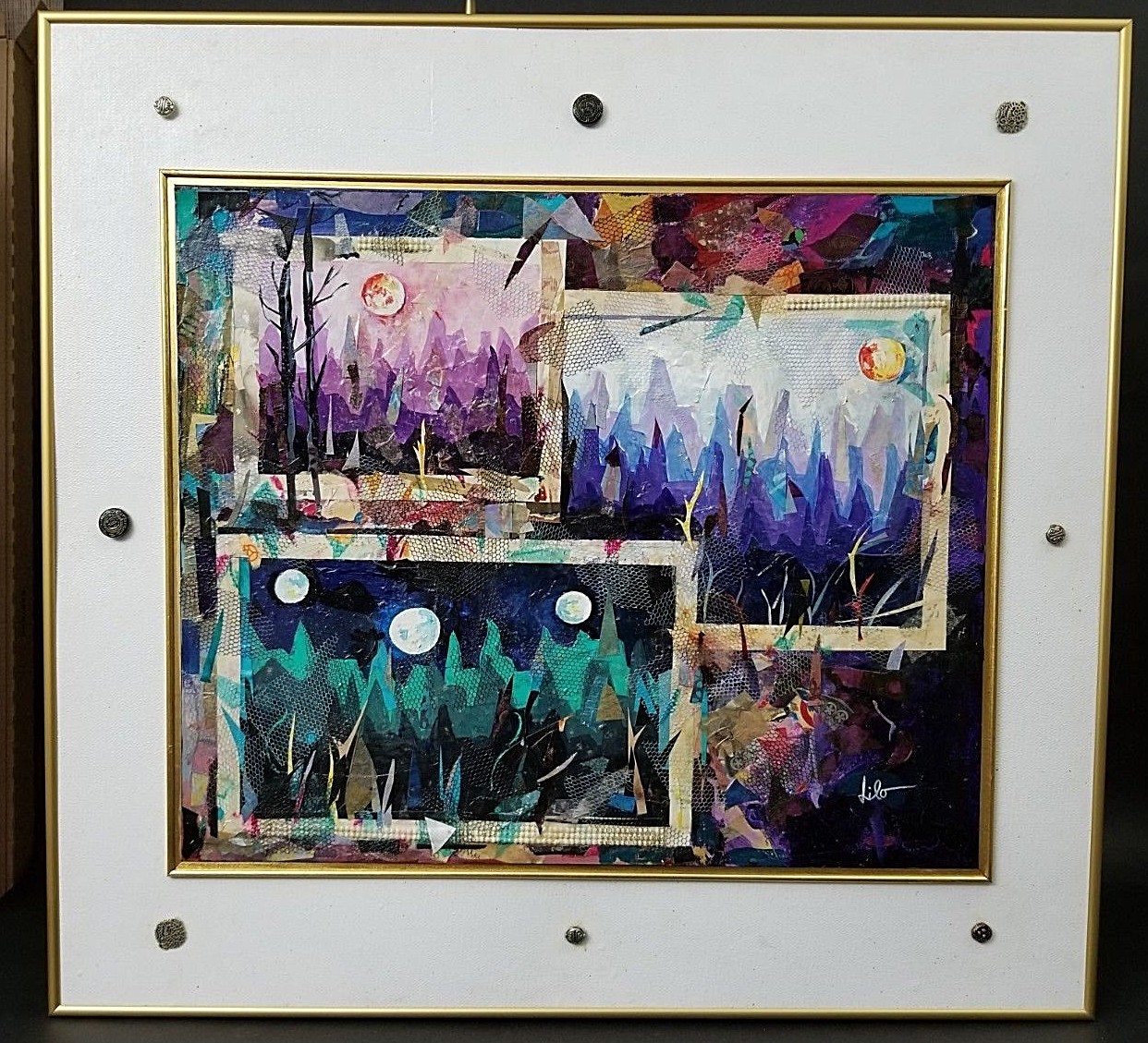 LILO KINNE Original Multidimensional Painting Collage Entitled "2 Suns ...