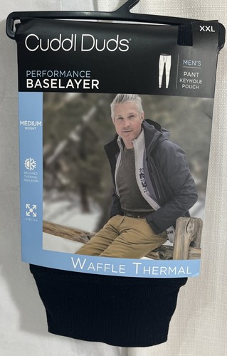 Cuddle Duds Men Baselayer Pants Waffle Thermal Bottoms Black Size XXL ...