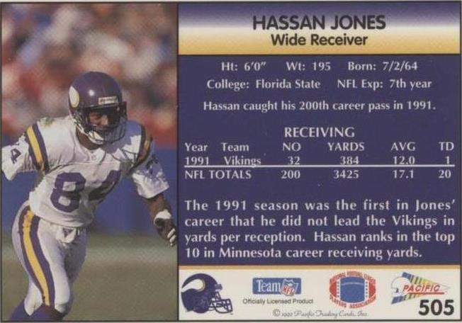 1992 Pacific Hassan Jones #505 for sale | eBay