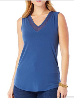 NEW Colleen Lopez Mesh Insert Tank TOP SHIRT SEA BLUE PLUS SZ 3X | eBay