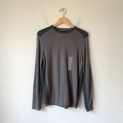NWT LENOR ROMANO Long Sleeve Knit Crew Neck Sweater Top Grey MENS Size ...