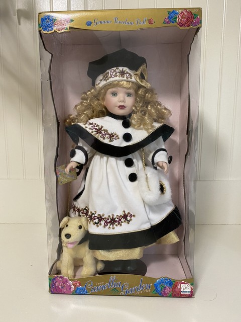 VINTAGE 1999 BRASS KEY PORCELAIN DOLL; CAMELLIA GARDEN; 17 INCHES; with ...