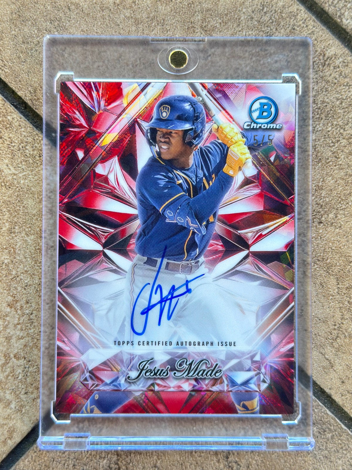 Jesus Made 2025 Bowman Chrome Sapphire Selections Red Refractor Auto /5 ...