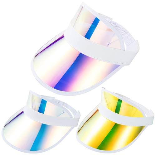 3 Pack Colored Plastic Clear Sun Visor Hat for Women Men Party Costume ...