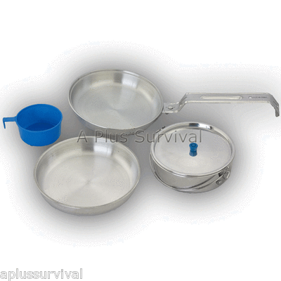 5 Piece Heavy Duty Aluminum Mess Kit Camping Survival Emergency ...