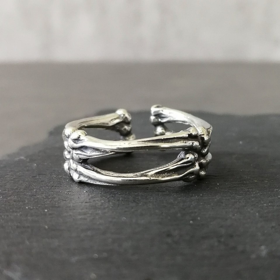 925 Sterling Silver Rib Bones Wrap Ring Gothic Unisex Unique Size ...
