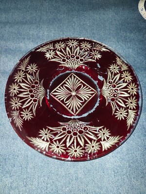 8" Antique Goofus Glass Plate Silver And Ruby Colored | eBay