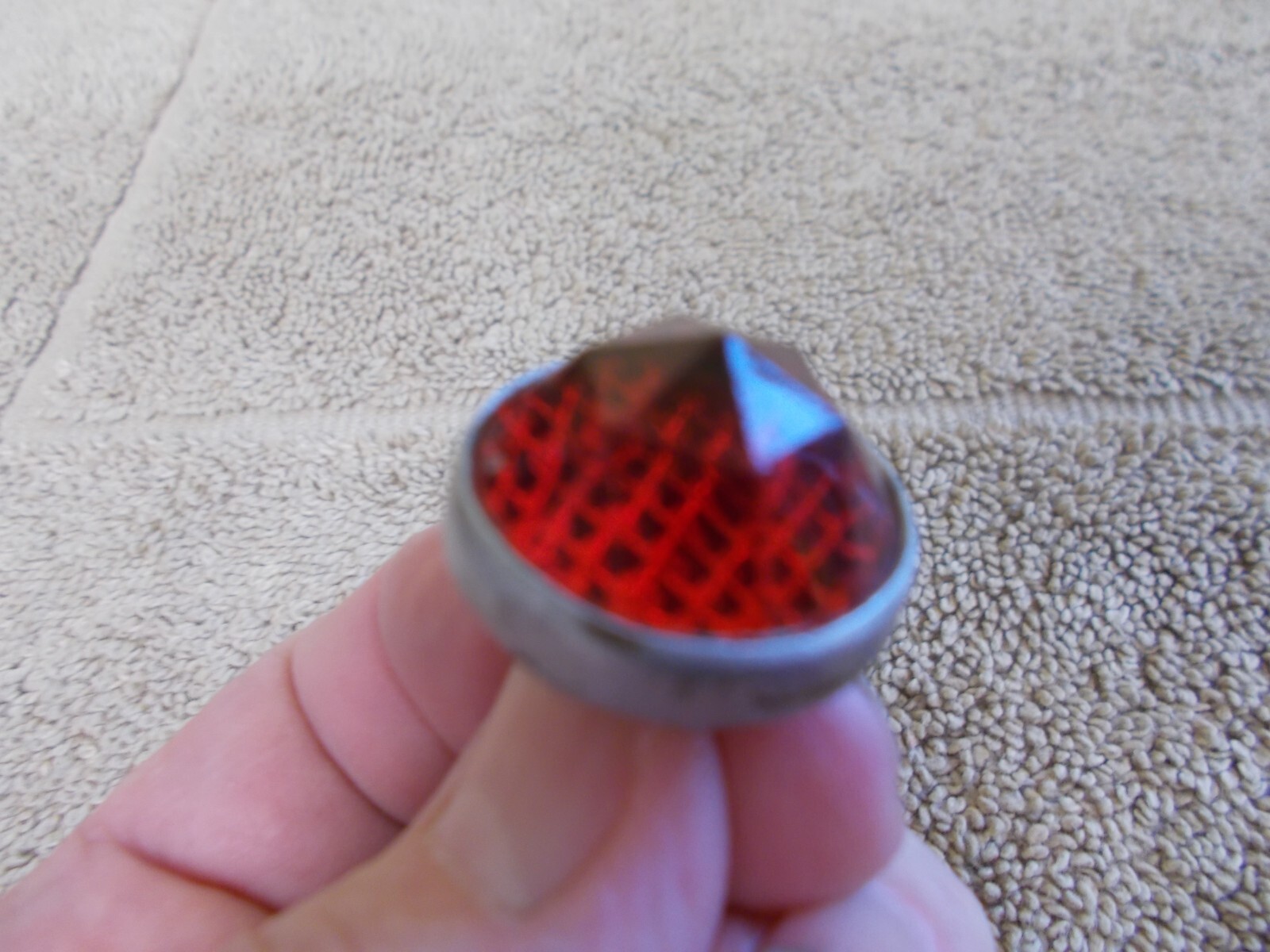 VTG RED JEWEL GLASS REFLECTOR LICENSE RAT HOT ROD MOTORCYCLE BIKE PLATE ...