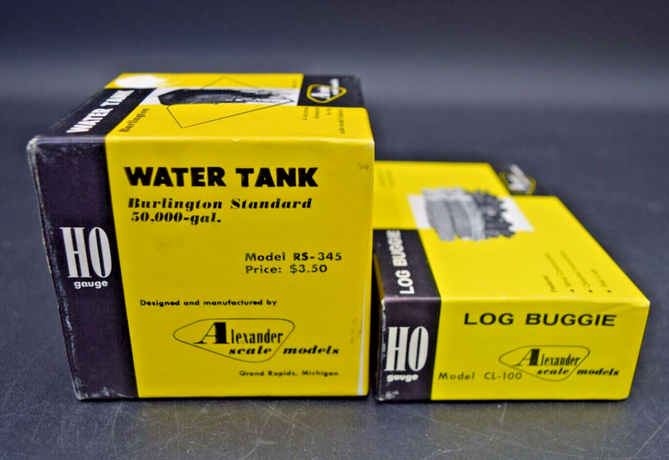 (2) ALEXANDER HO SCALE MODELS WATER TANK BURLINGTON RS-345 & LOG BUGGIE ...