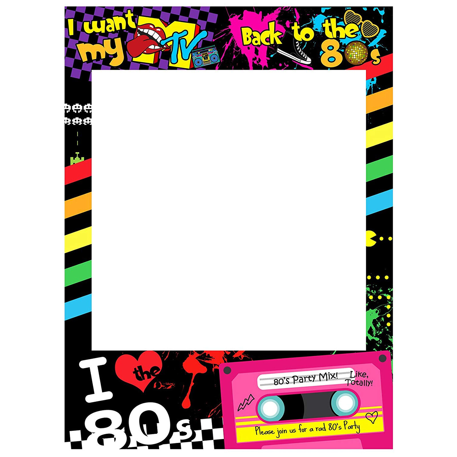 I love 80s Photo Booth Frame Photobooth Props Retro Music Dance Party ...