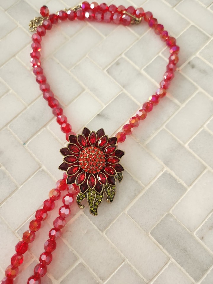 Heidi Daus Long Red Tassel Necklace SIGNED | eBay