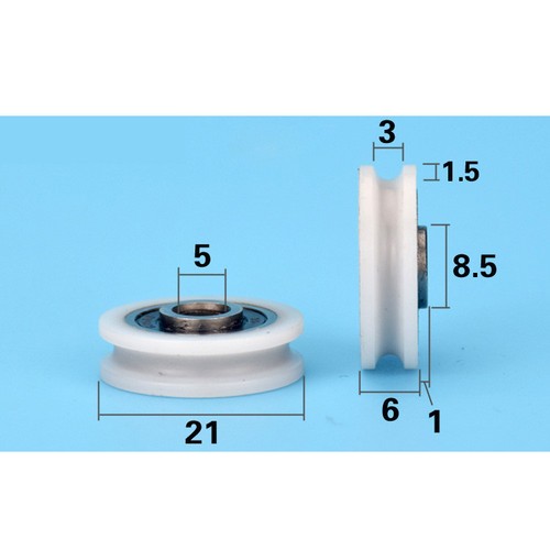 2pcs U Nylon plastic Embedded Groove Ball Bearings 5*21*6mm Guide ...