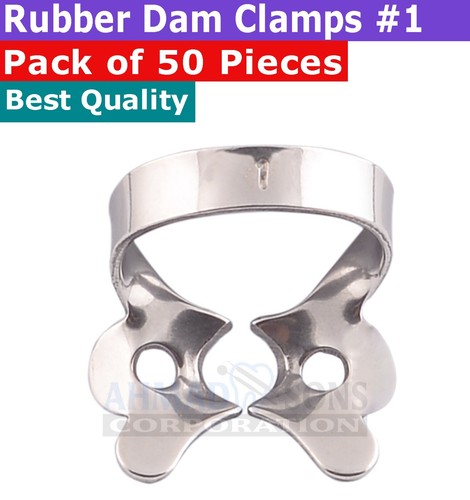 50 Pieces Dental Endodontic Rubber Dam Clamp #1 Stainless Steel German ...