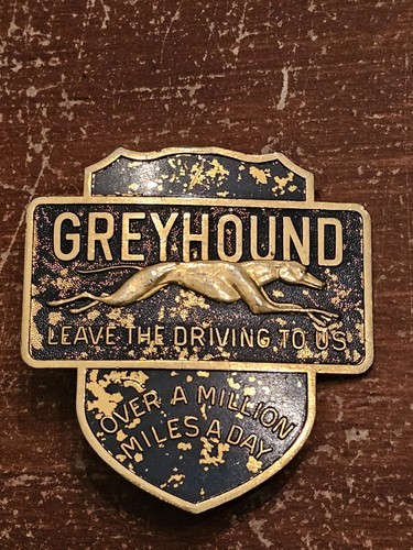 Vintage GREYHOUND LINES “Over A Million Miles A Day” Bus Driver Badge ...