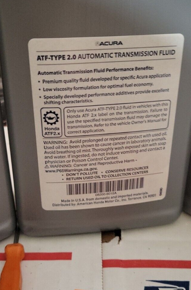 5x QTS Acura OEM ATF Type 2.0 w/Gasket 8SPD 10SPD Automatic ...
