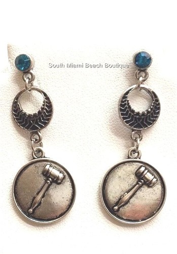 Crystal Law Earrings Silver Plated Lawyer Paralegal Attorney JD ...