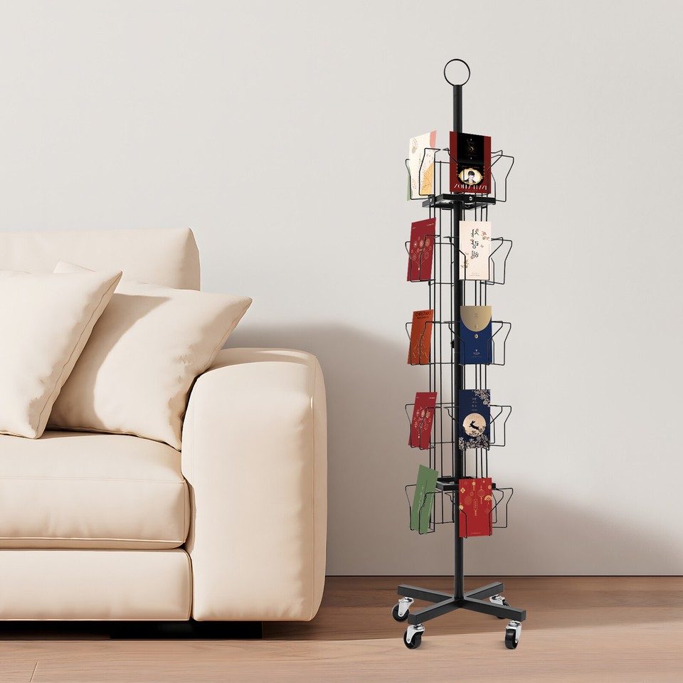 Greeting Card Rack Spins 20 Pocket Black Retail Display 6" x 8 Cards ...