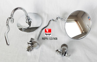 Vespa Lambretta SCOOTER Mirror CHROME ZIG ZAG MIRRORS & BRACKETS BRAND ...