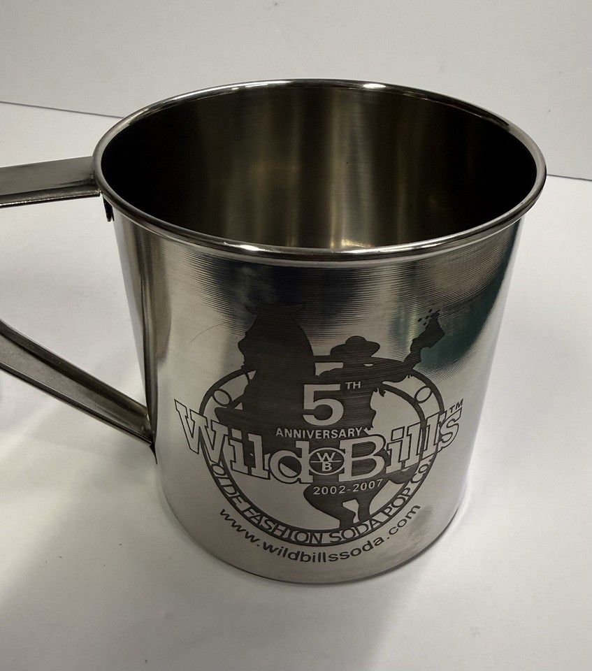 Set Of 2 Wild Bill’s 5th Anniversary 2002-2007 Stainless Steel Mugs ...